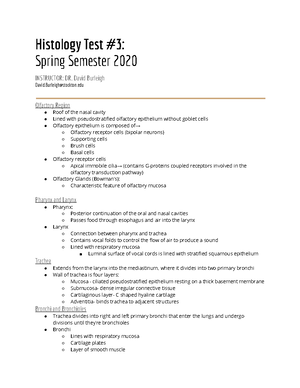 Histology Test 3 - This course studies tissue types, functions and how ...