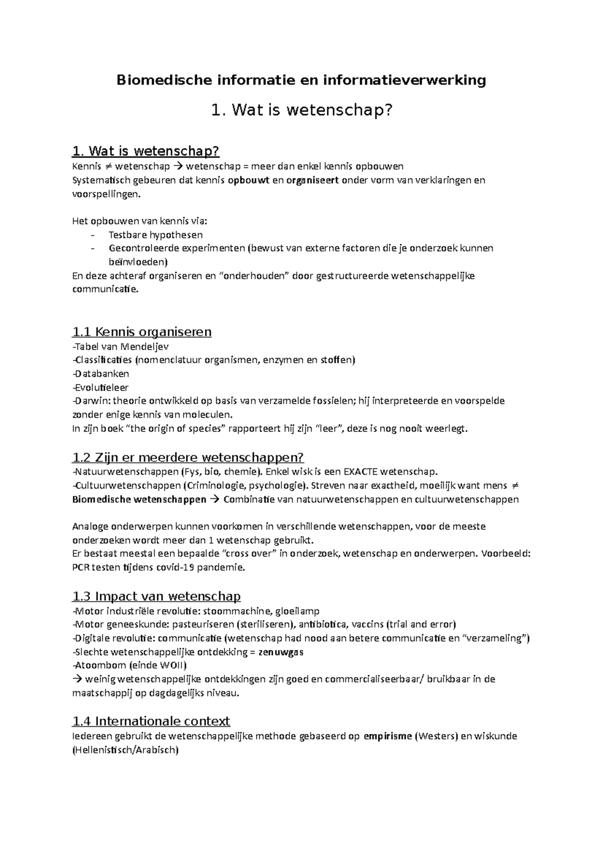 biomedische informatie en informatieverwerking volledige samenvatting ...