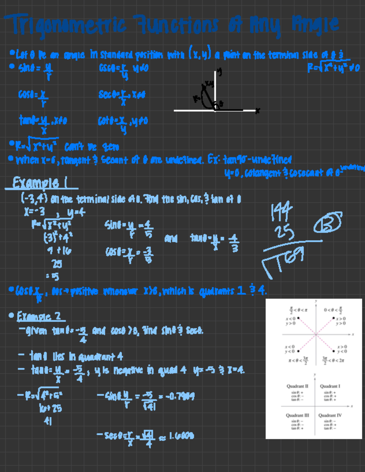 1 - Trig Functions - Tr i g o n o m e t r i c Functions Any ...
