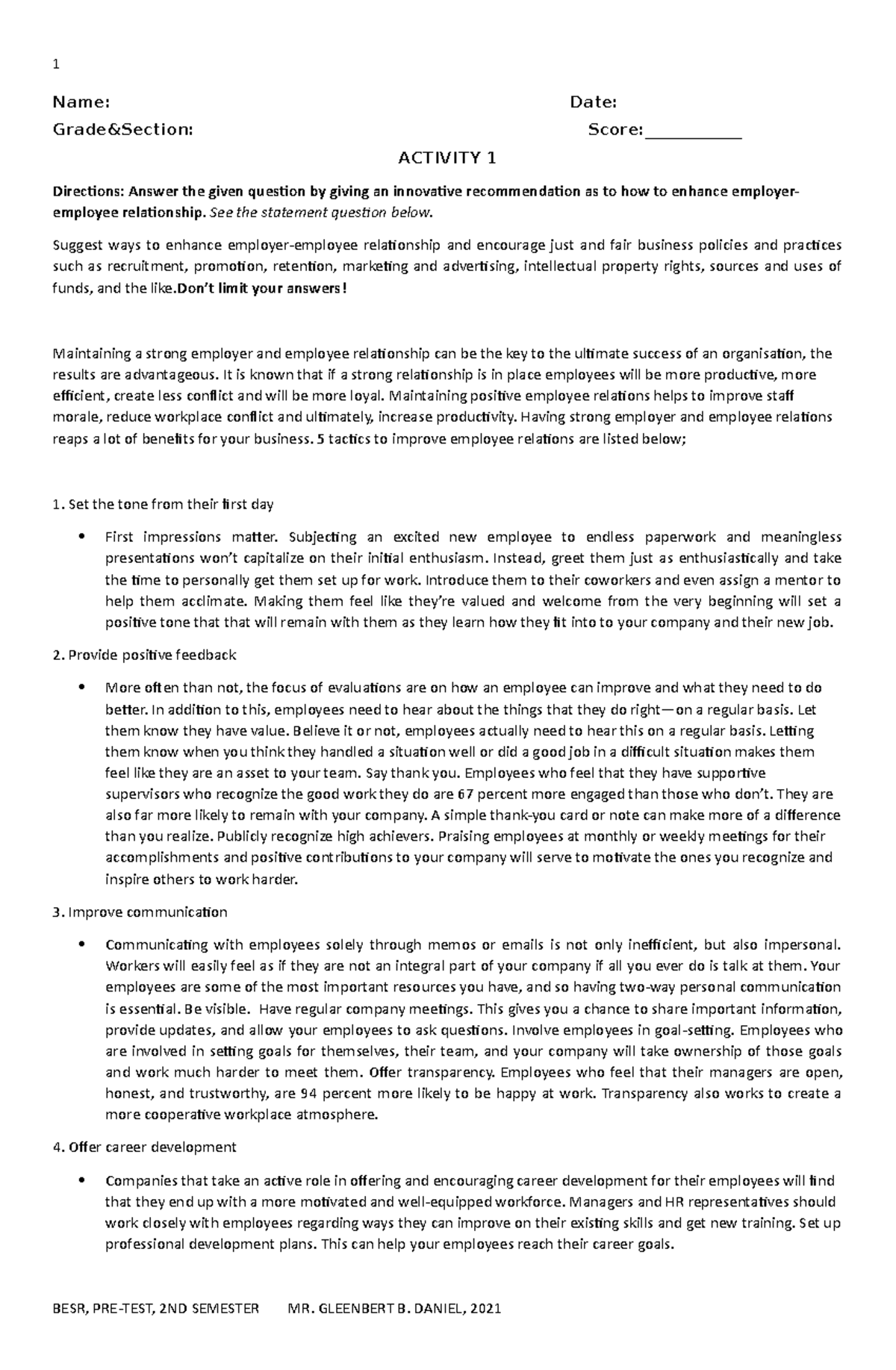 Activity-1 - notes - 1 Name: Date: Grade&Section: Score ...