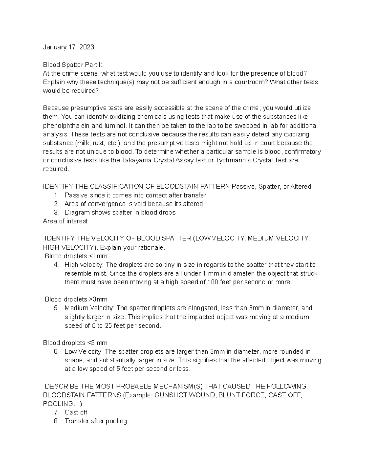 chapter 22 review exam practice - January 17, 2023 Blood Spatter Part I ...