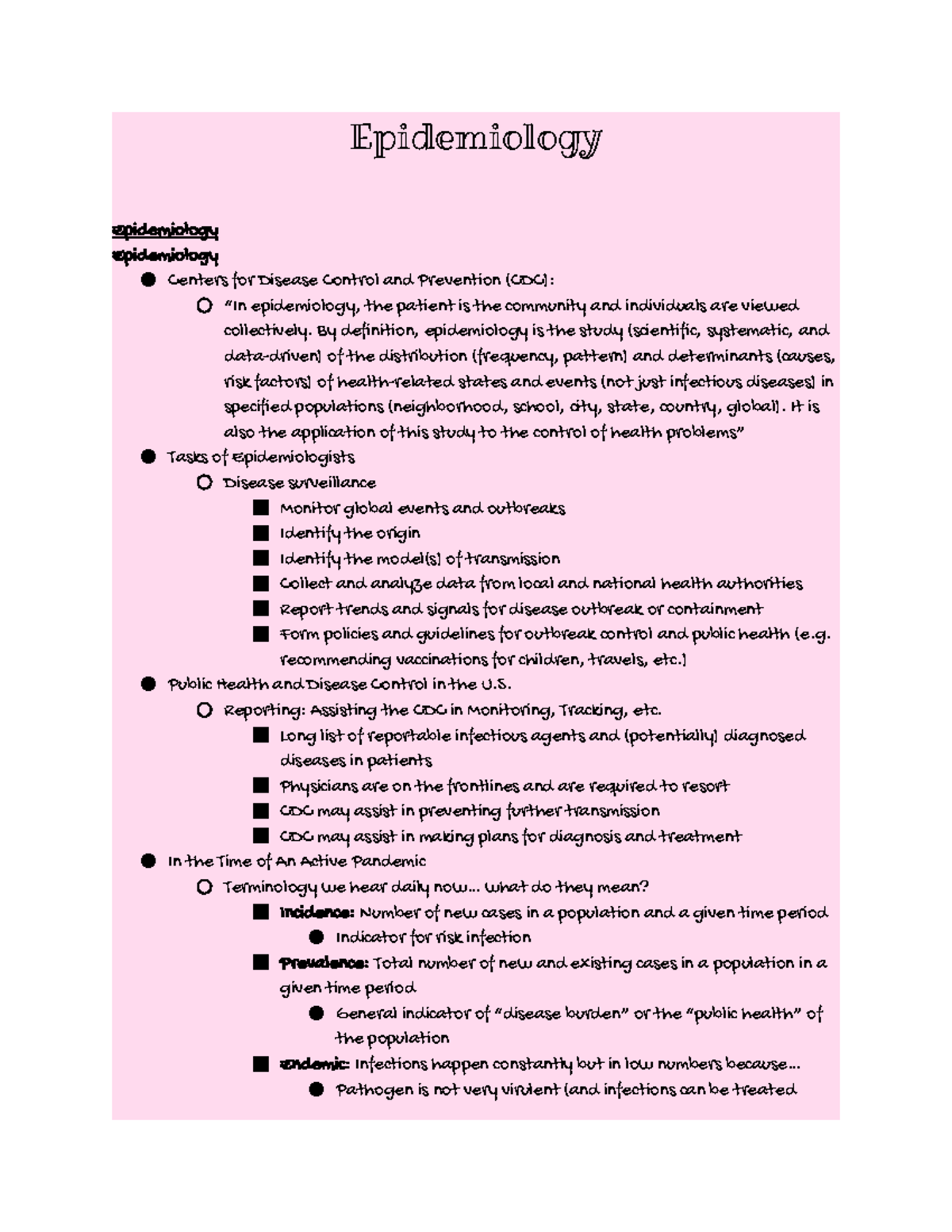 Epidemiology - Lecture notes - Epidemiology Epidemiology Epidemiology ...