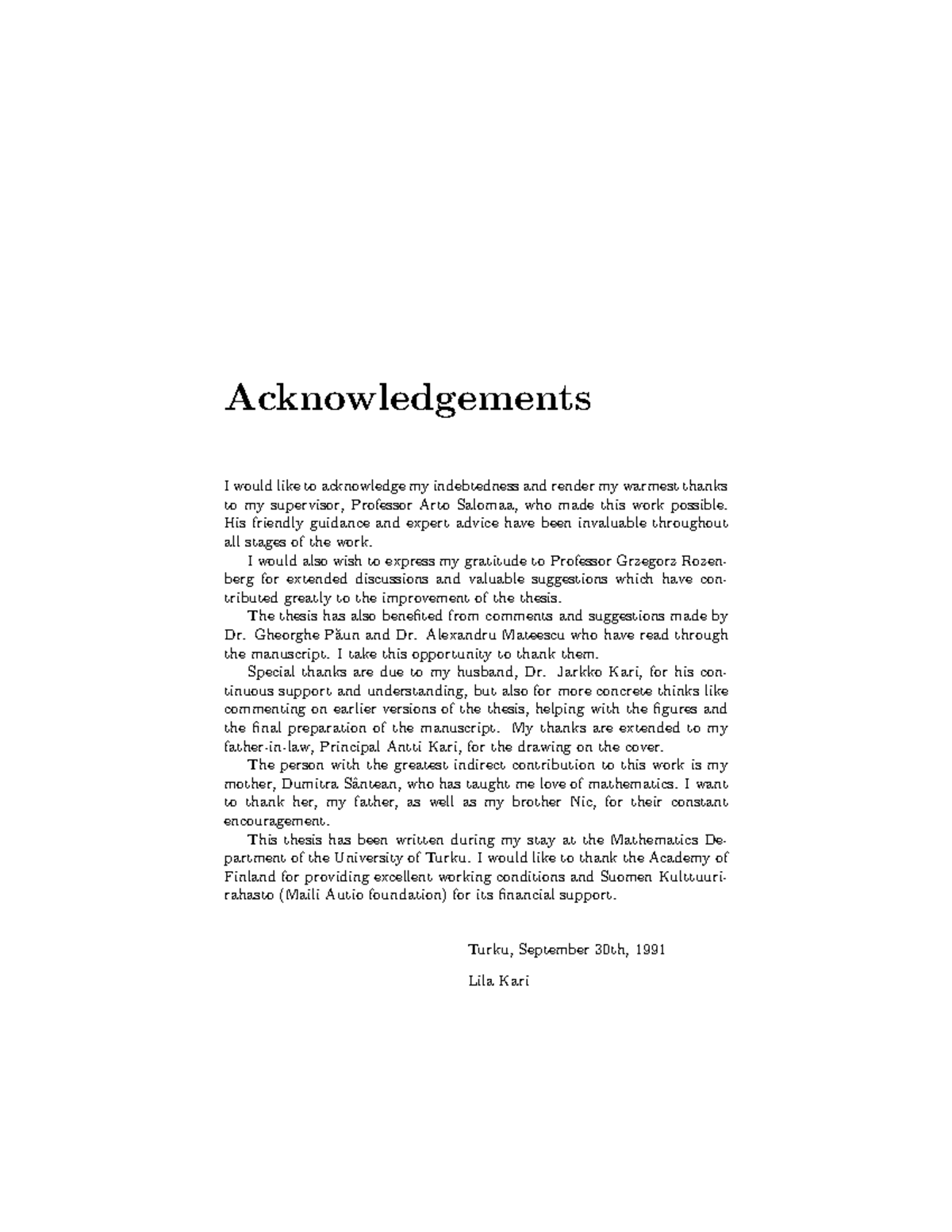 Acknowledging the Importance of Acknowledgement - Acknowledgements I ...