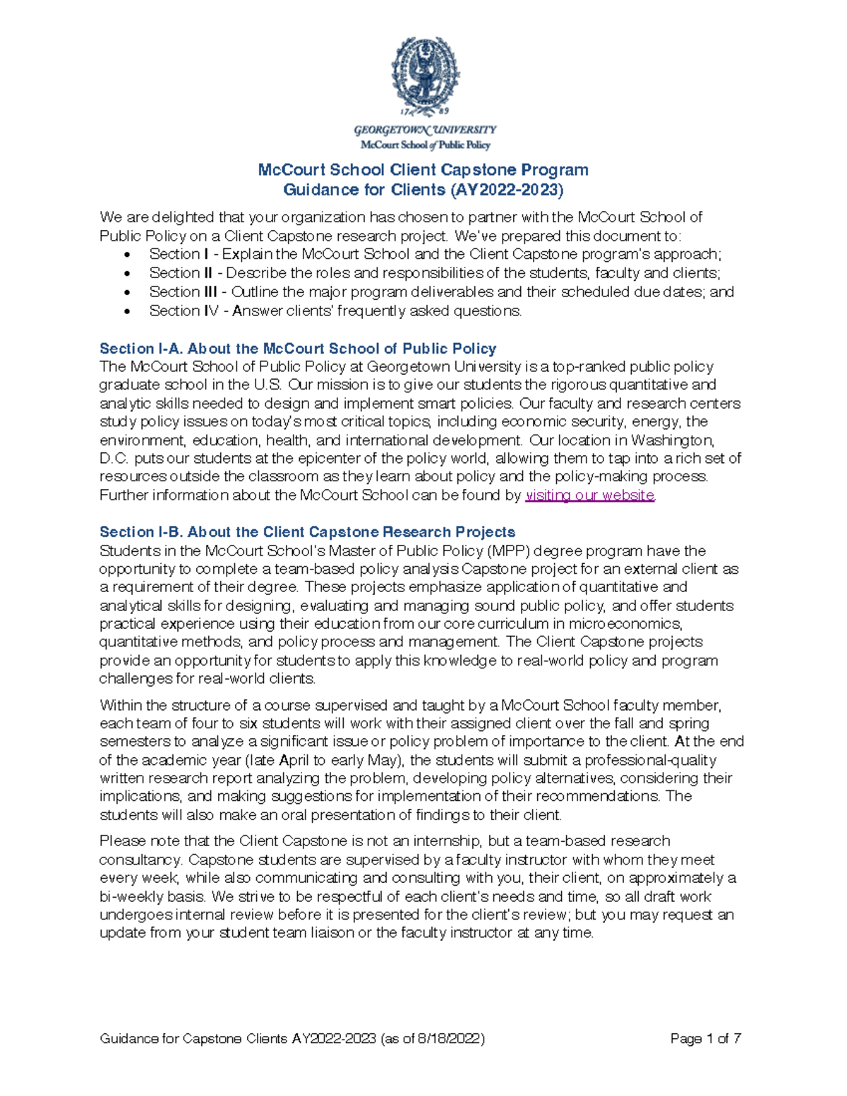 Guidance for Capstone Clients Final - McCourt School Client Capstone ...