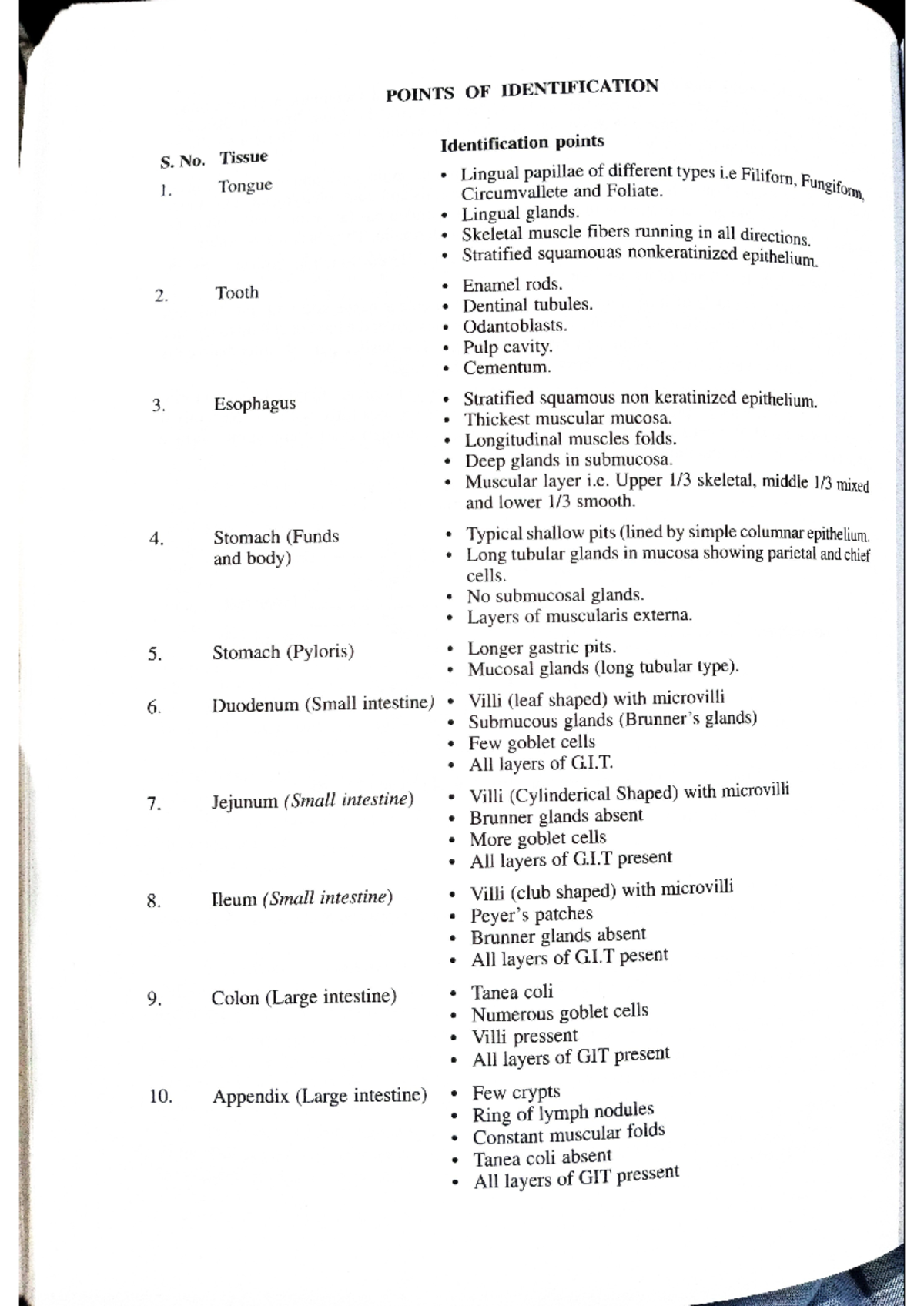 Identification points of Histology slides - POINTS OF IDENTIFICATION ...