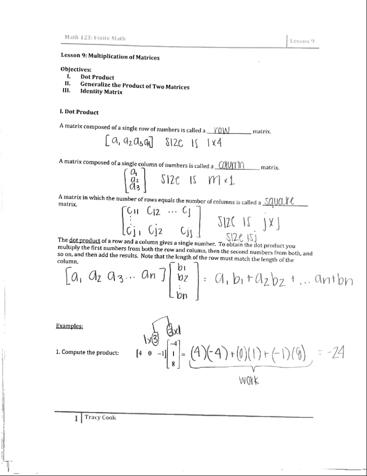 Math 123 lesson 9 - Professor Jack Strum The main objective of this ...