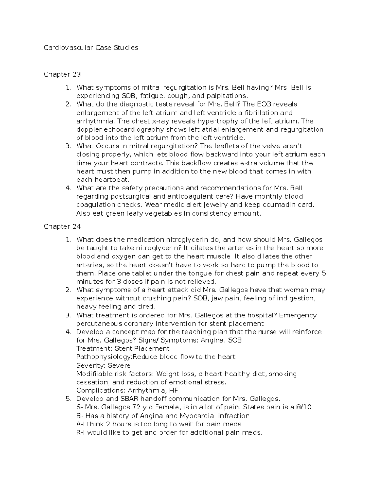 23,24 case studies - Cardiovascular Case Studies Chapter 23 1. What ...