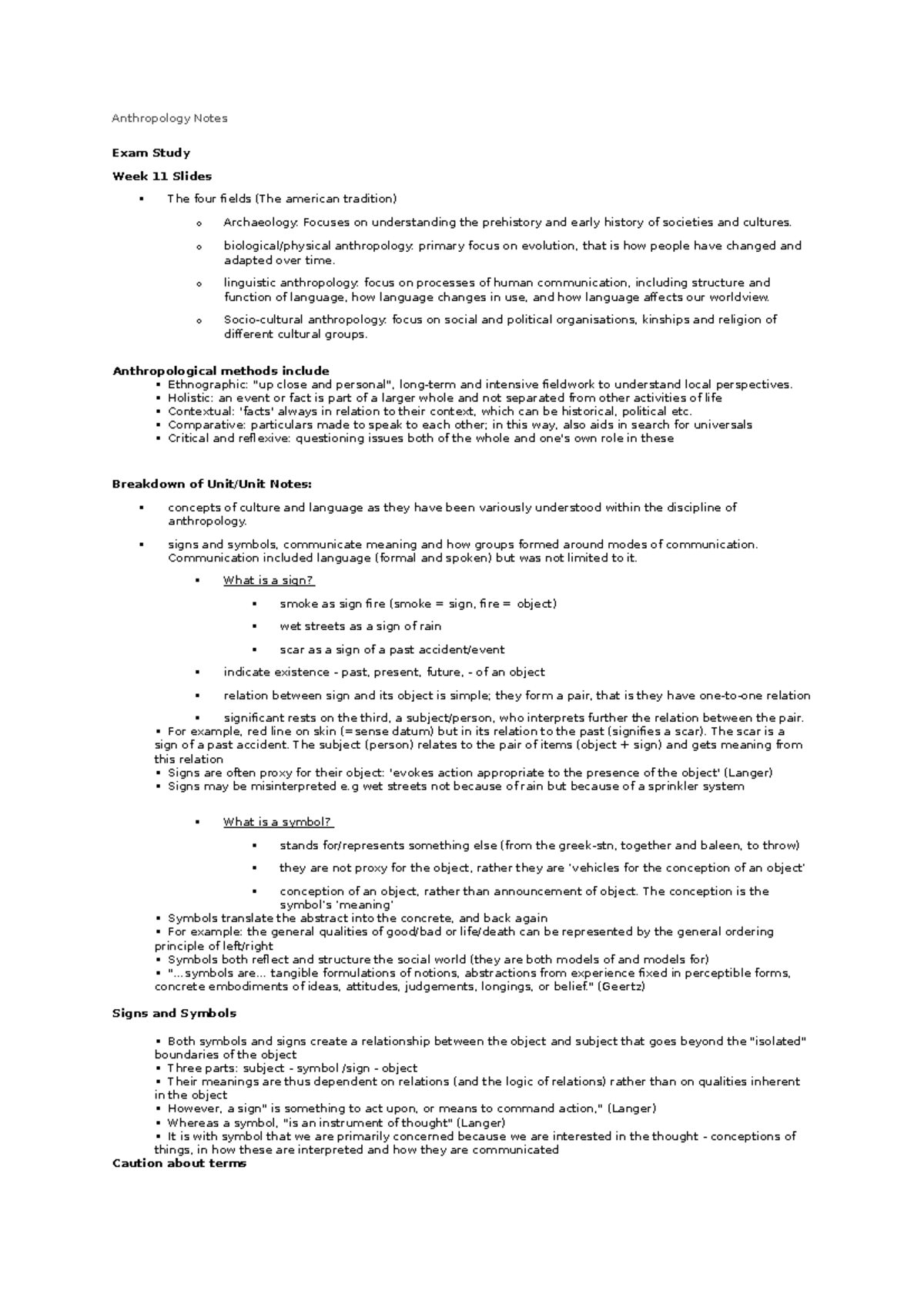 Anthropology Notes - Anthropology Notes Exam Study Week 11 Slides The ...