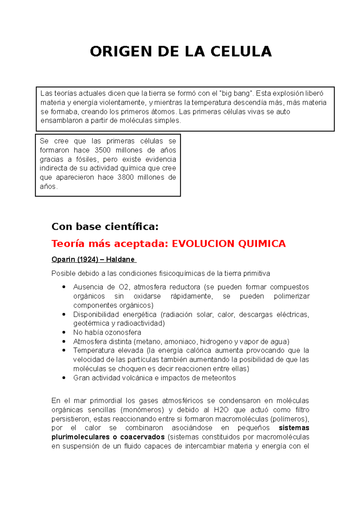 Origen de la vida - ORIGEN DE LA CELULA Con base científica: Teoría más ...