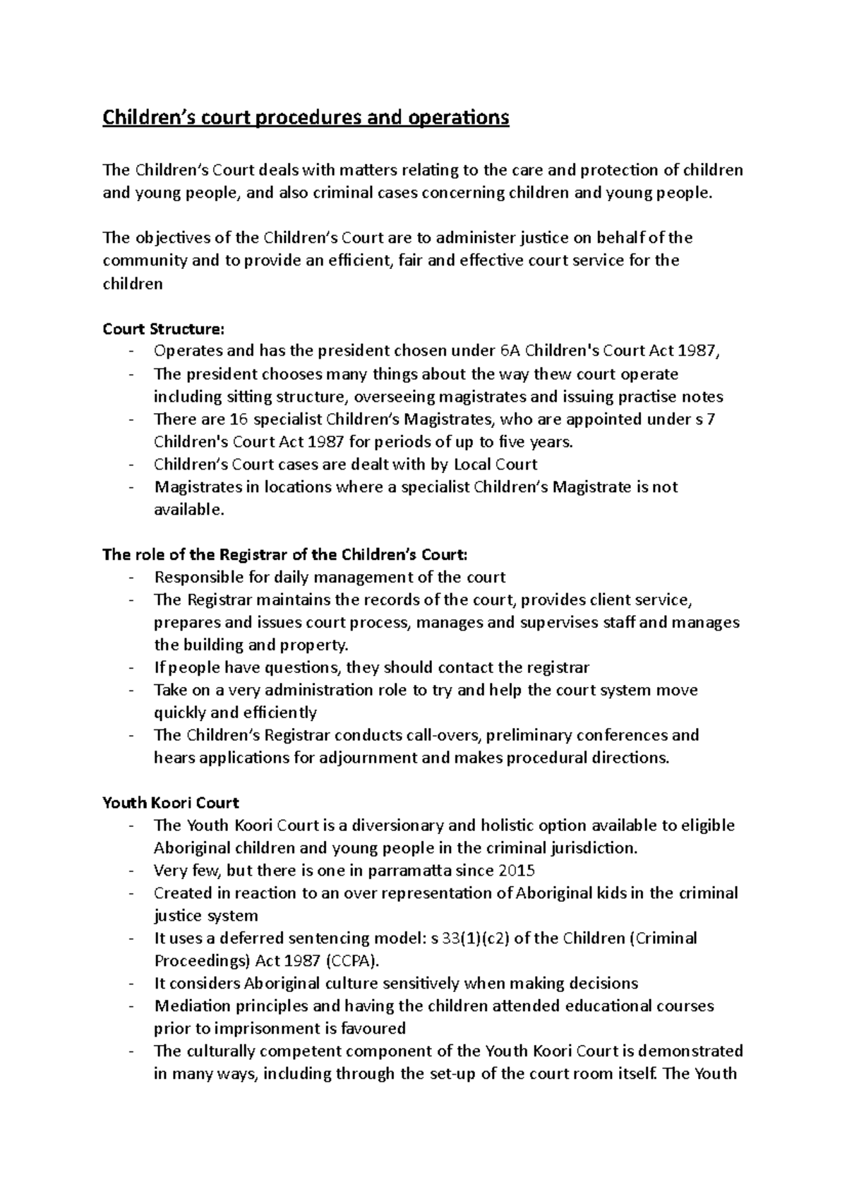 Children's court and procedures - Children’s court procedures and ...