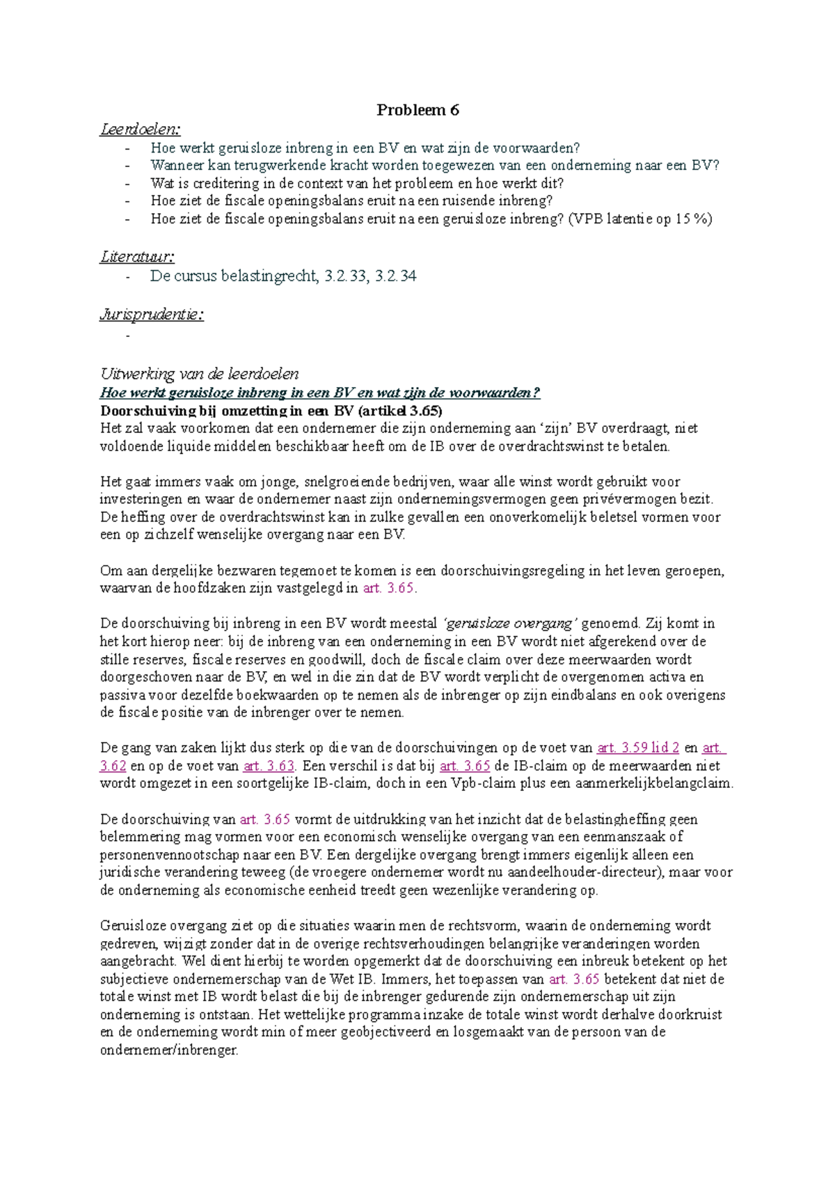 Probleem 6 - Probleem 6 Leerdoelen: - Hoe werkt geruisloze inbreng in ...