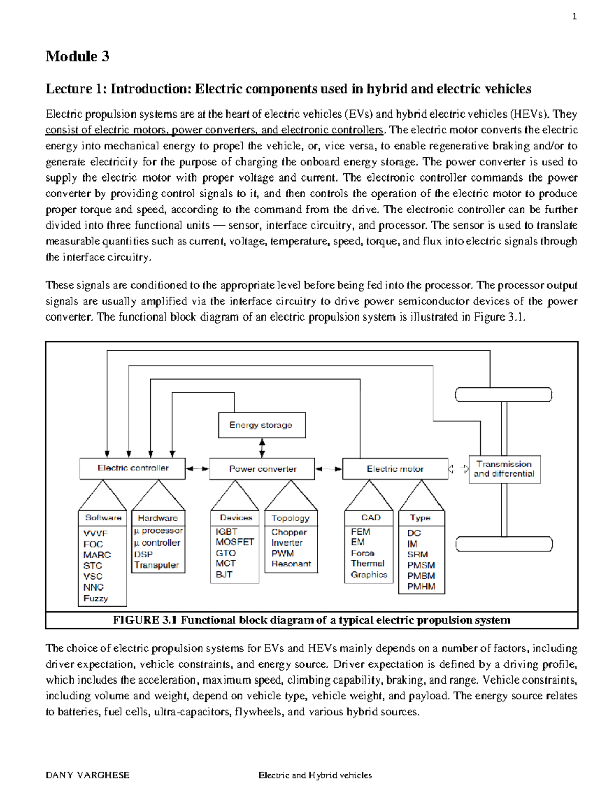 Module 3 Brief Note - Hybrid Electric Vehicles - Module 3 Lecture 1 ...
