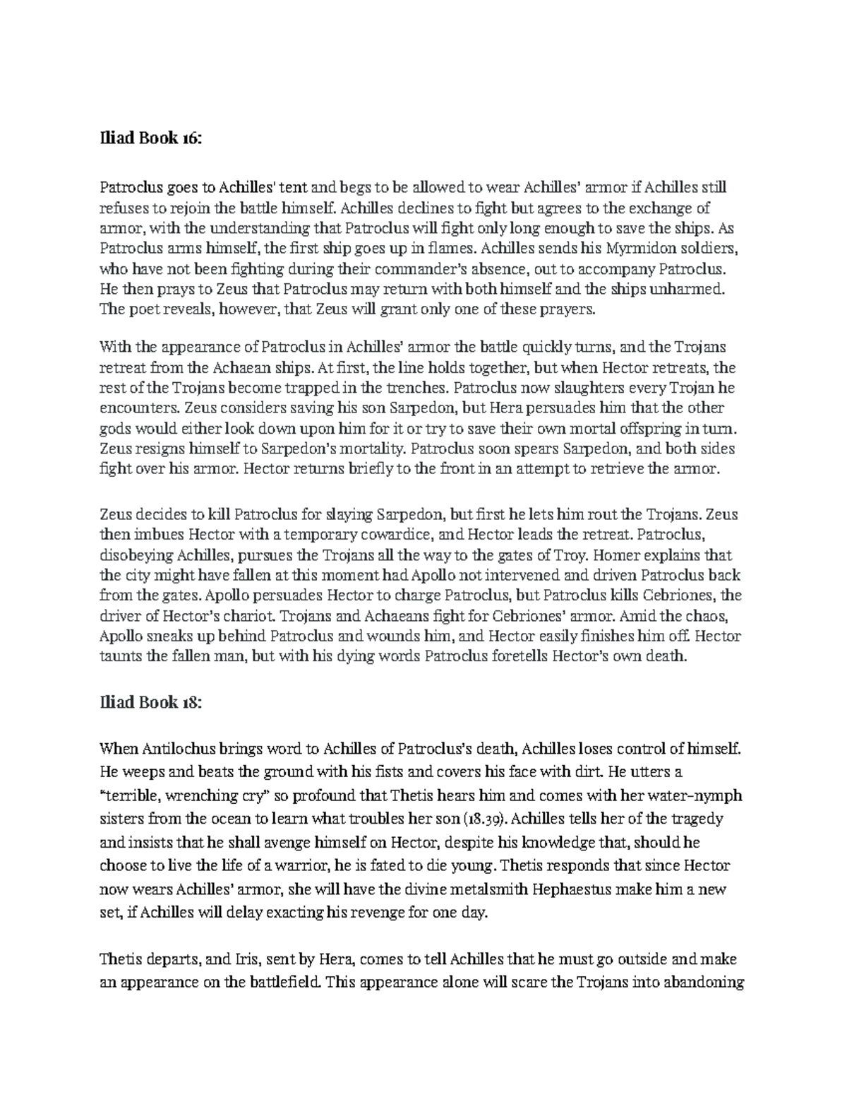 Class 102 Illiad Book 16, 18, 22, 24, Agememnon - Iliad Book 16 ...