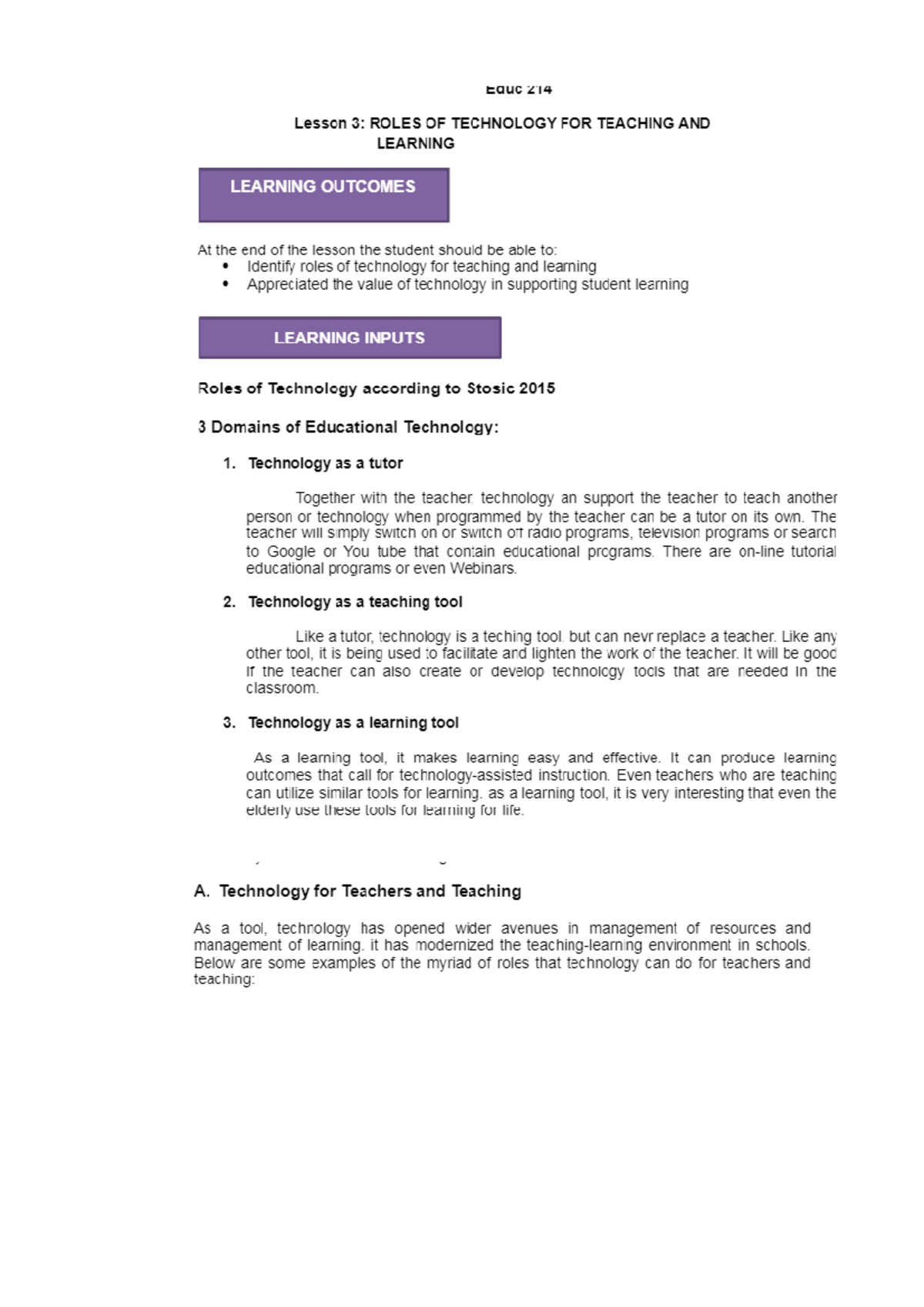 Report technology - none - BSED-Major in English - Studocu