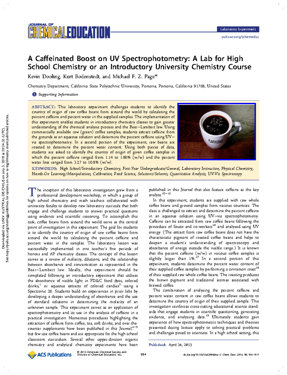 Paper 11. Espectrofotometría-Caffeinated - A Caffeinated Boost on UV ...