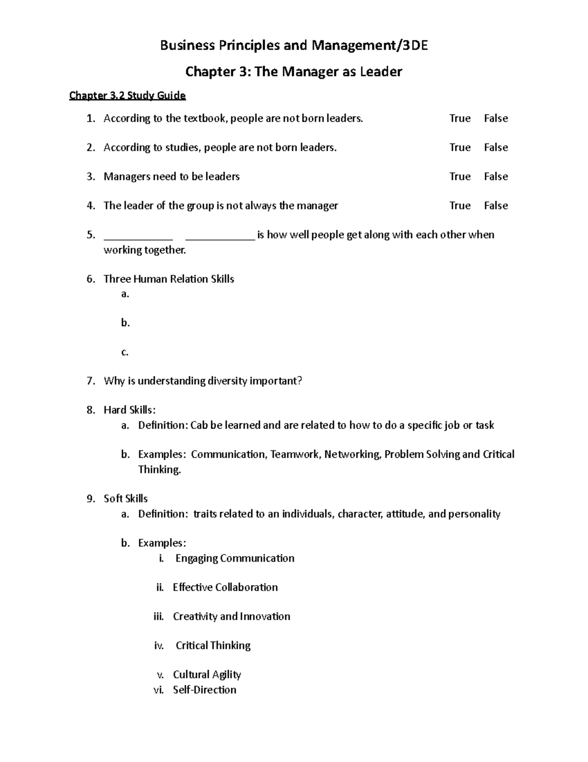 Chapter+3+Study+Guide - Business Principles and Management/3DE Chapter ...
