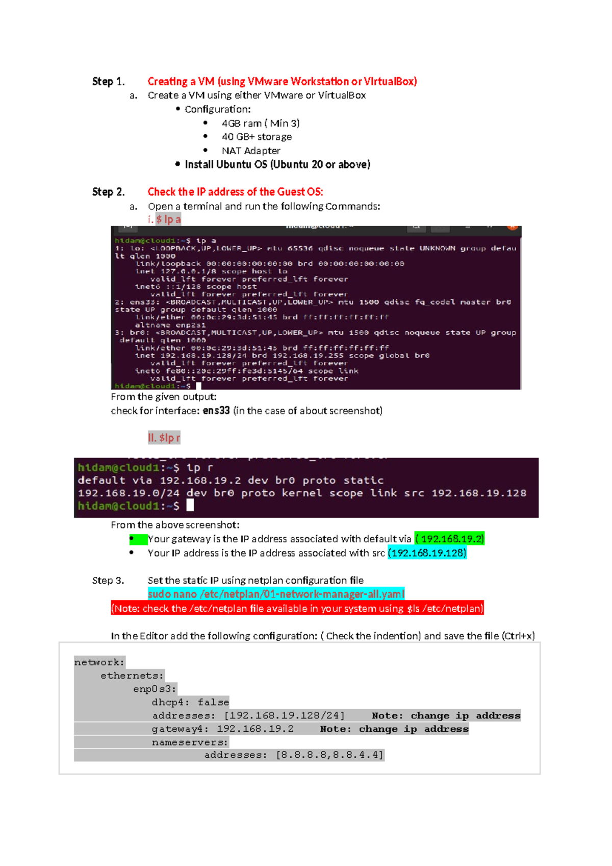 Details Installation step in VM - Step 1. Creating a VM (using VMware ...