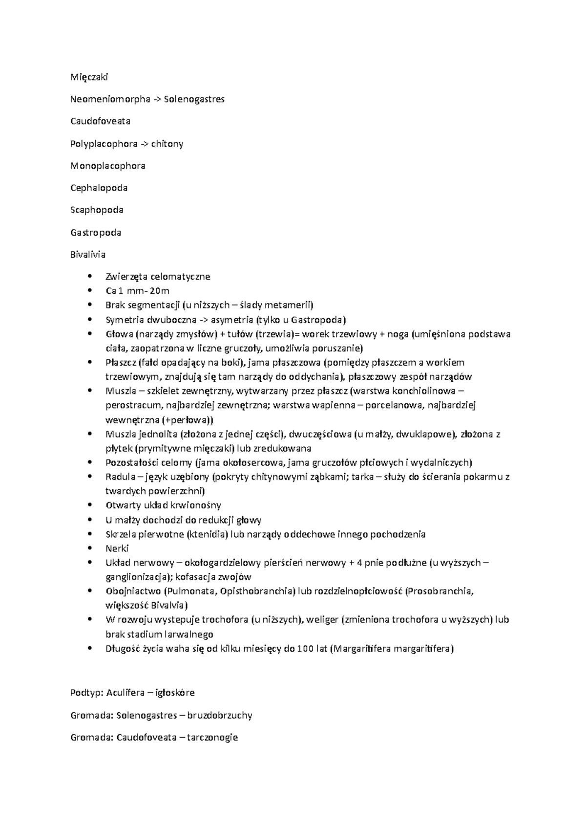 Mięczaki - bezkręgowce - Mięczaki Neomeniomorpha -> Solenogastres ...