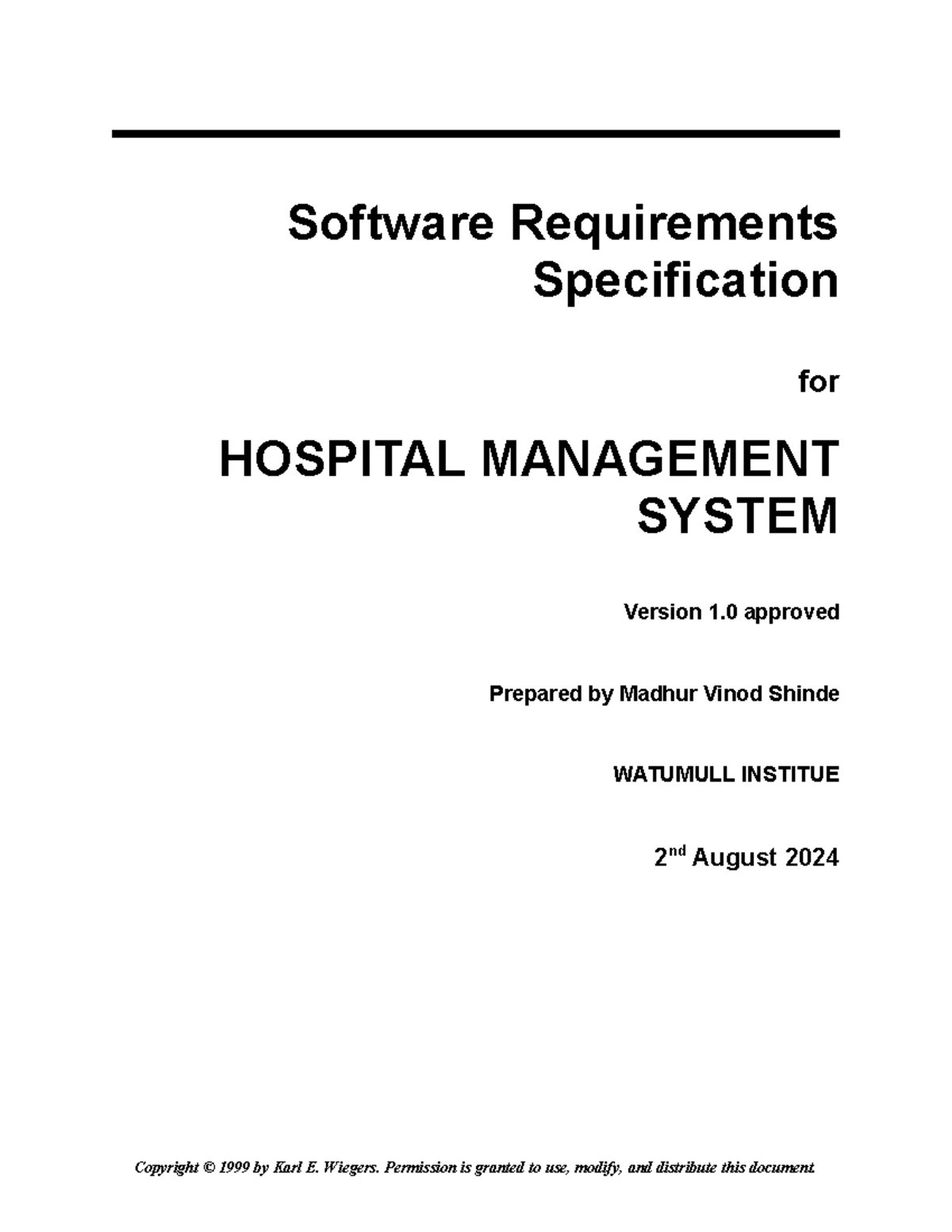 01 SRS Template IEEE-1SRS HMS - Software Requirements Specification for ...
