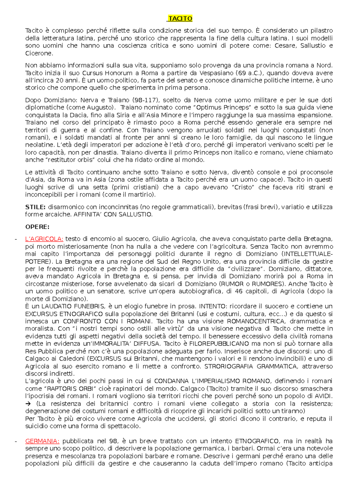 Tacito - TACITO Tacito è complesso perché riflette sulla condizione ...