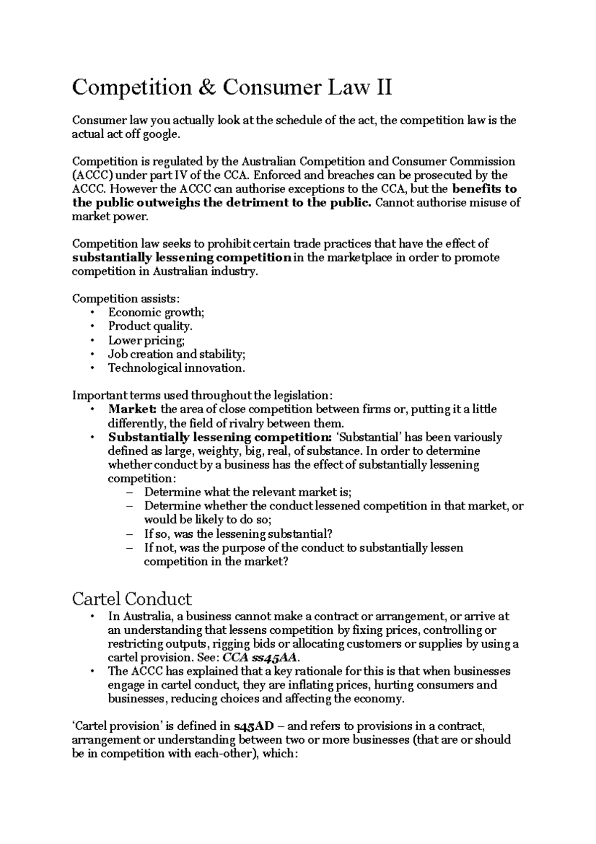 10. Competition Law - Competition & Consumer Law II Consumer law you ...