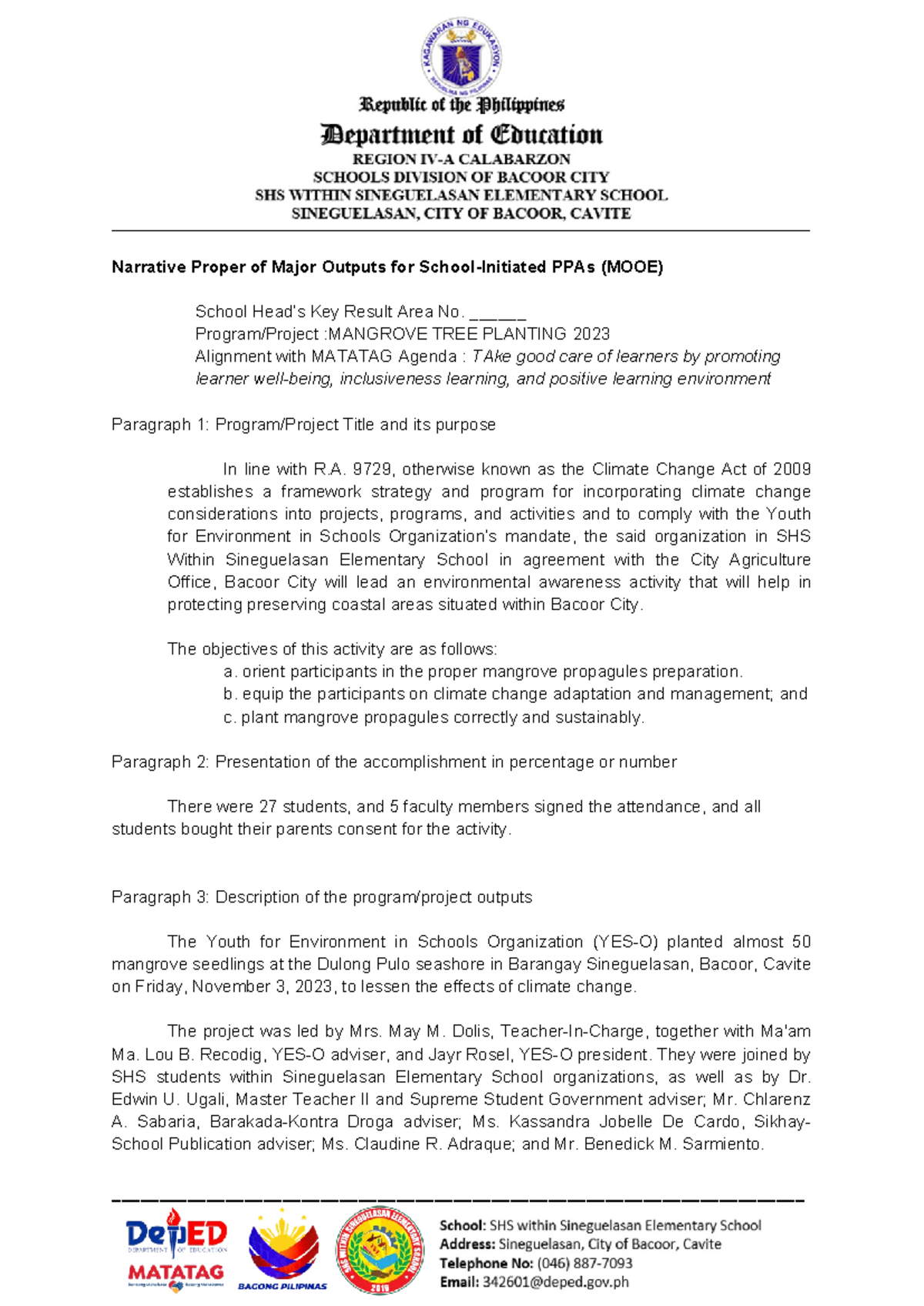 Narrative-Proper-Outputs YES-O Mangrove - Narrative Proper of Major ...