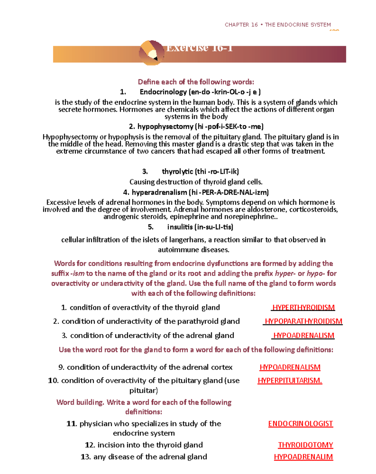 Endocrine system Terminology - CHAPTER 16 • THE ENDOCRINE SYSTEM 433 ...
