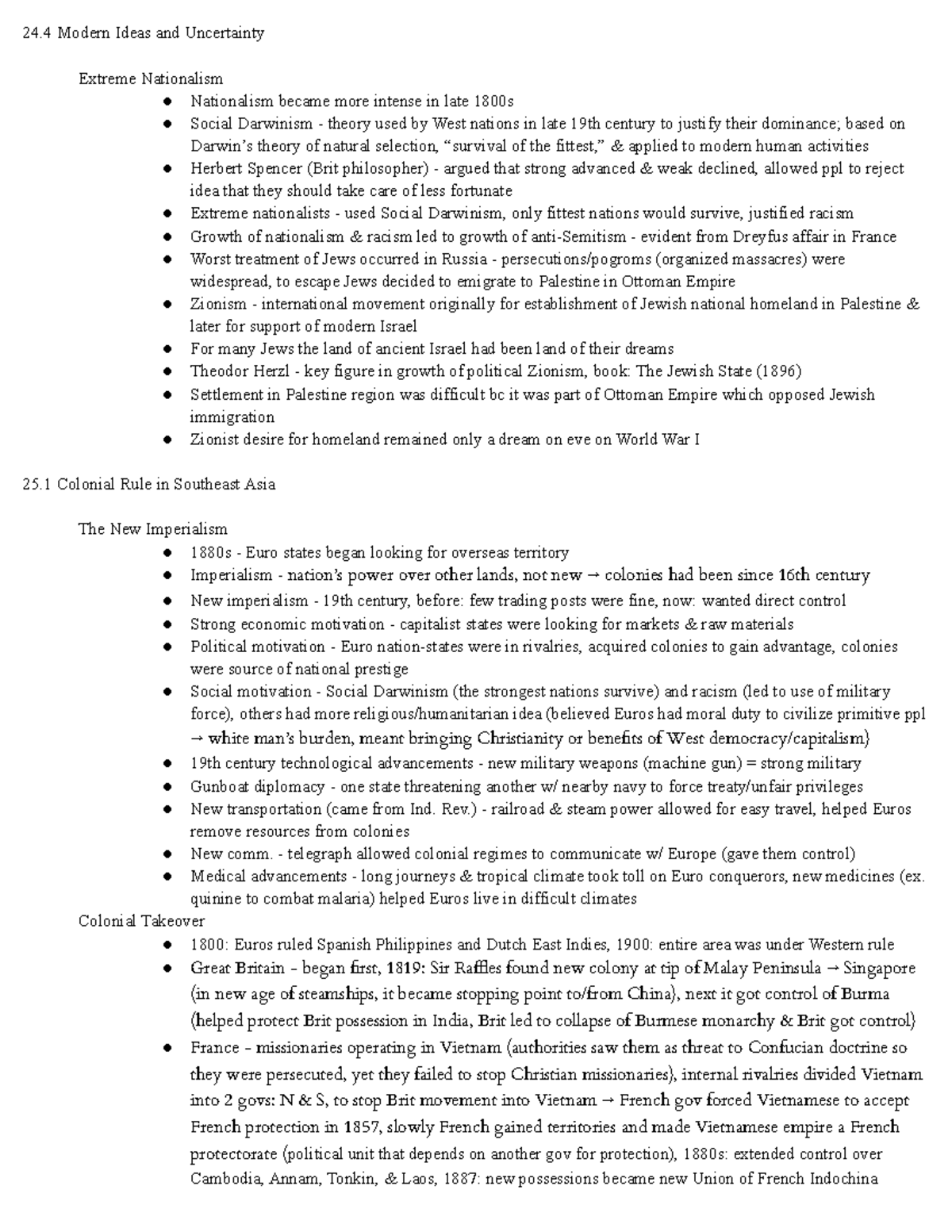 Unit 11 Notes - 24 Modern Ideas and Uncertainty Extreme Nationalism ...