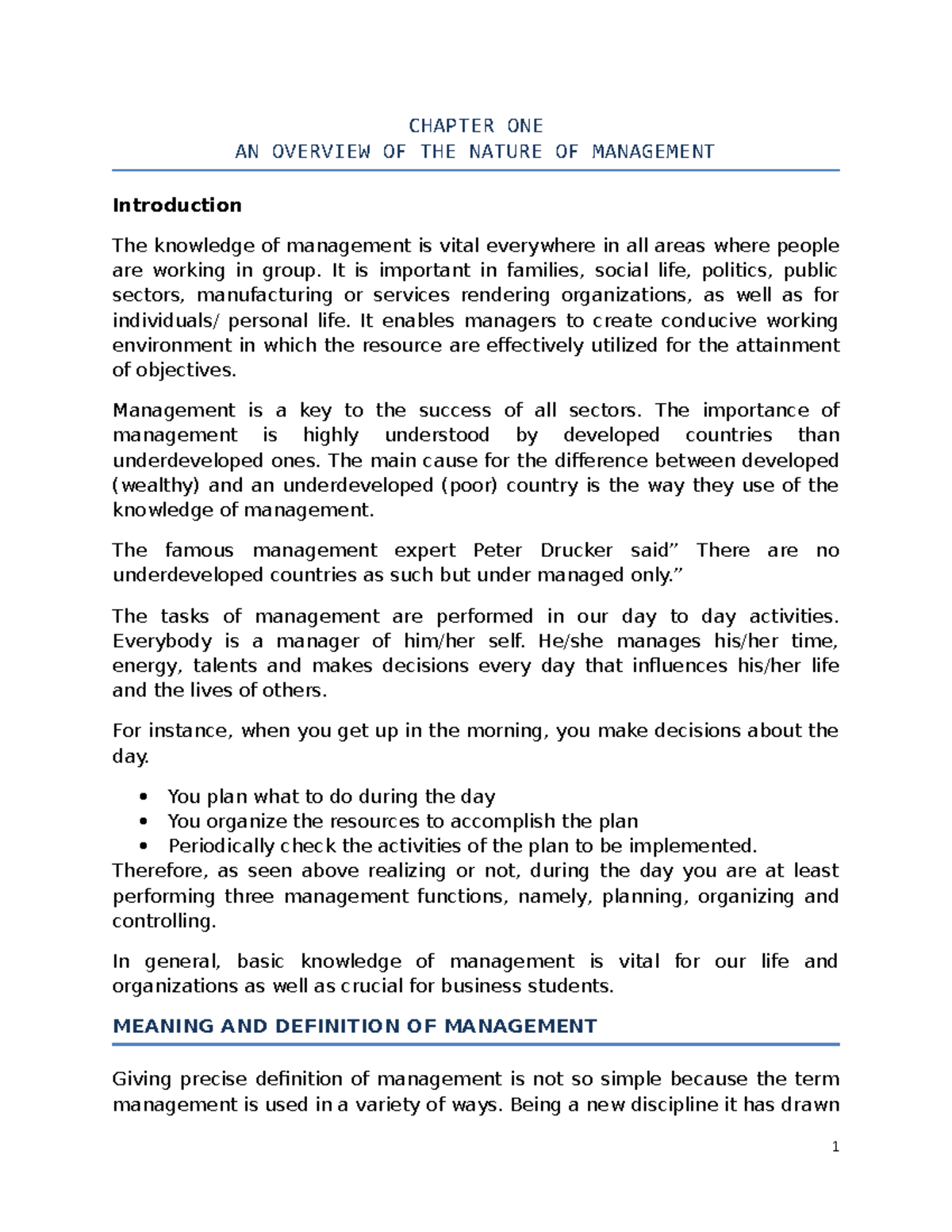 Chapter 1 - teaching material - CHAPTER ONE AN OVERVIEW OF THE NATURE ...