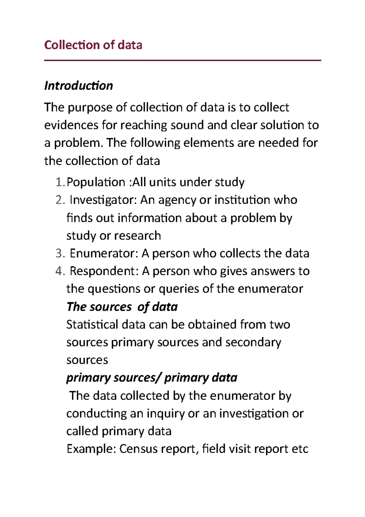 Collection of Data - It is useful - Collection of data Introduction The ...