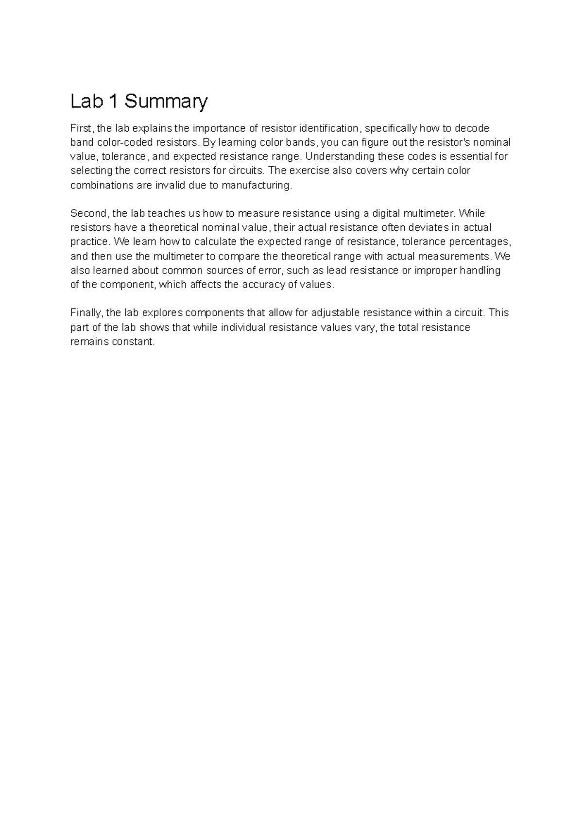 CP320 Lab 1 Summary - Lab 1 Summary First, the lab explains the ...