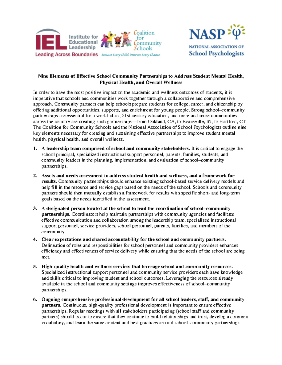 Community Schools White Paper Jan 2016 - Nine Elements of Effective ...