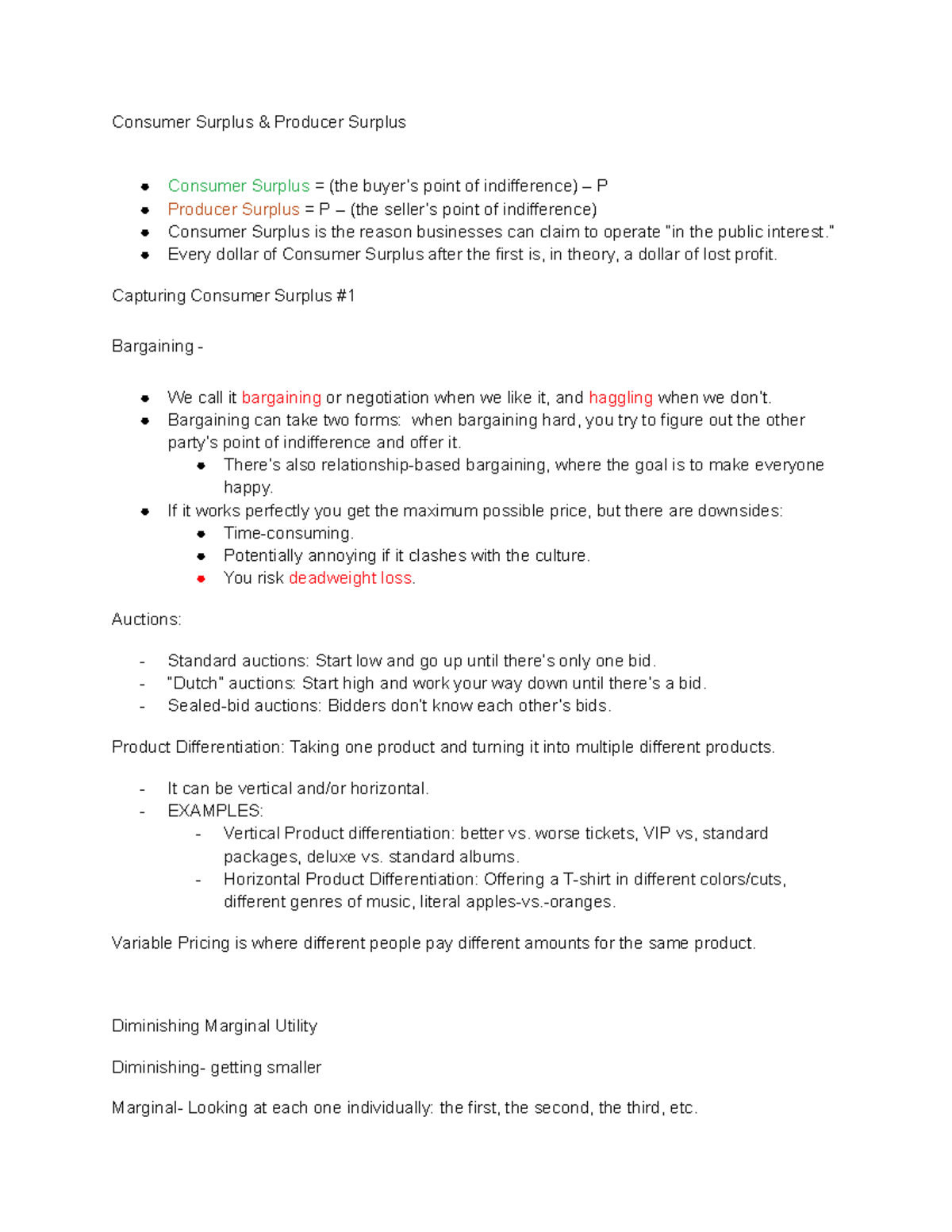 Economics Lesson 4 - Consumer Surplus & Producer Surplus Consumer ...