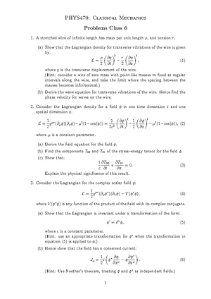 Problems Class 5 Solutions - PHYS470: Classical Mechanics Problems ...