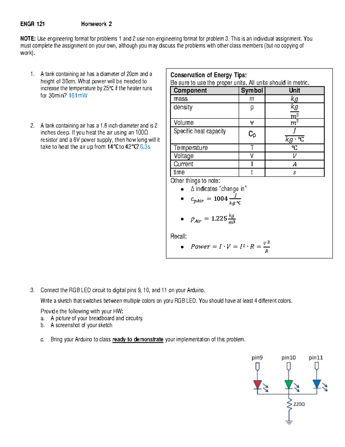 Homework 2 ENGT 121- unfinished - Conservation of Energy Tips: Be sure ...