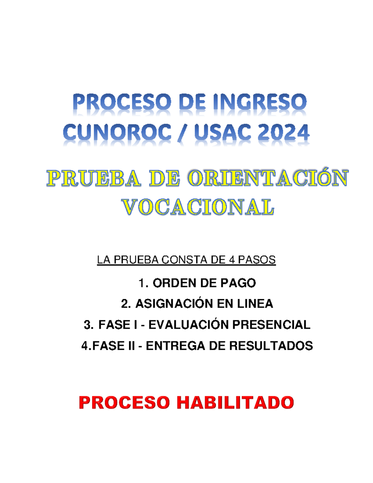 Orientación Vocacional 2024 - LA PRUEBA CONSTA DE 4 PASOS 1. ORDEN DE ...