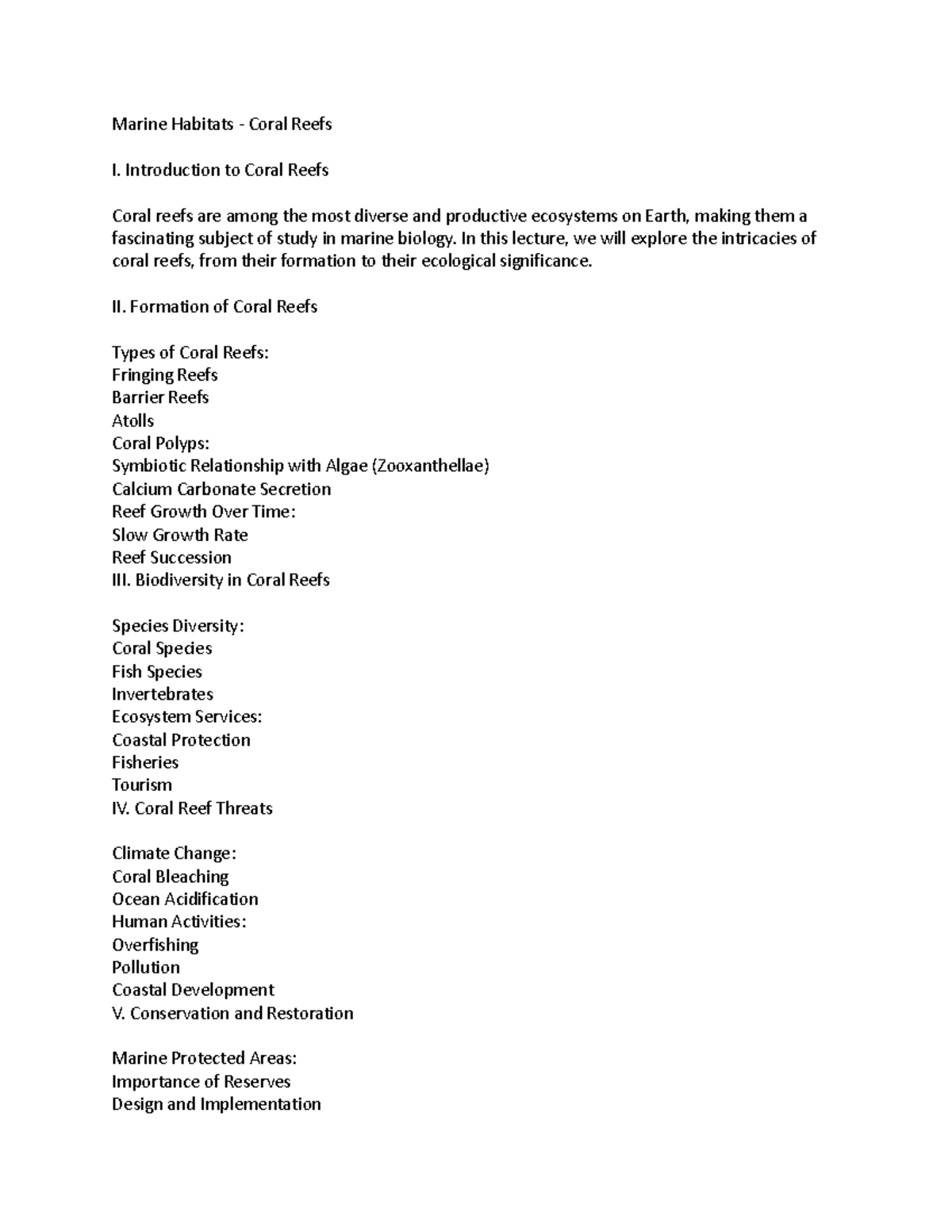 Marine Habitats - Introduction to Coral Reefs Coral reefs are among the ...