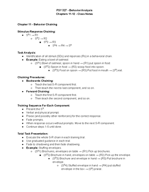 PSY 327 Ch. 9-10 - PSY 327 Ch. 9-10 - Chapters 9-10 - Class Notes ...