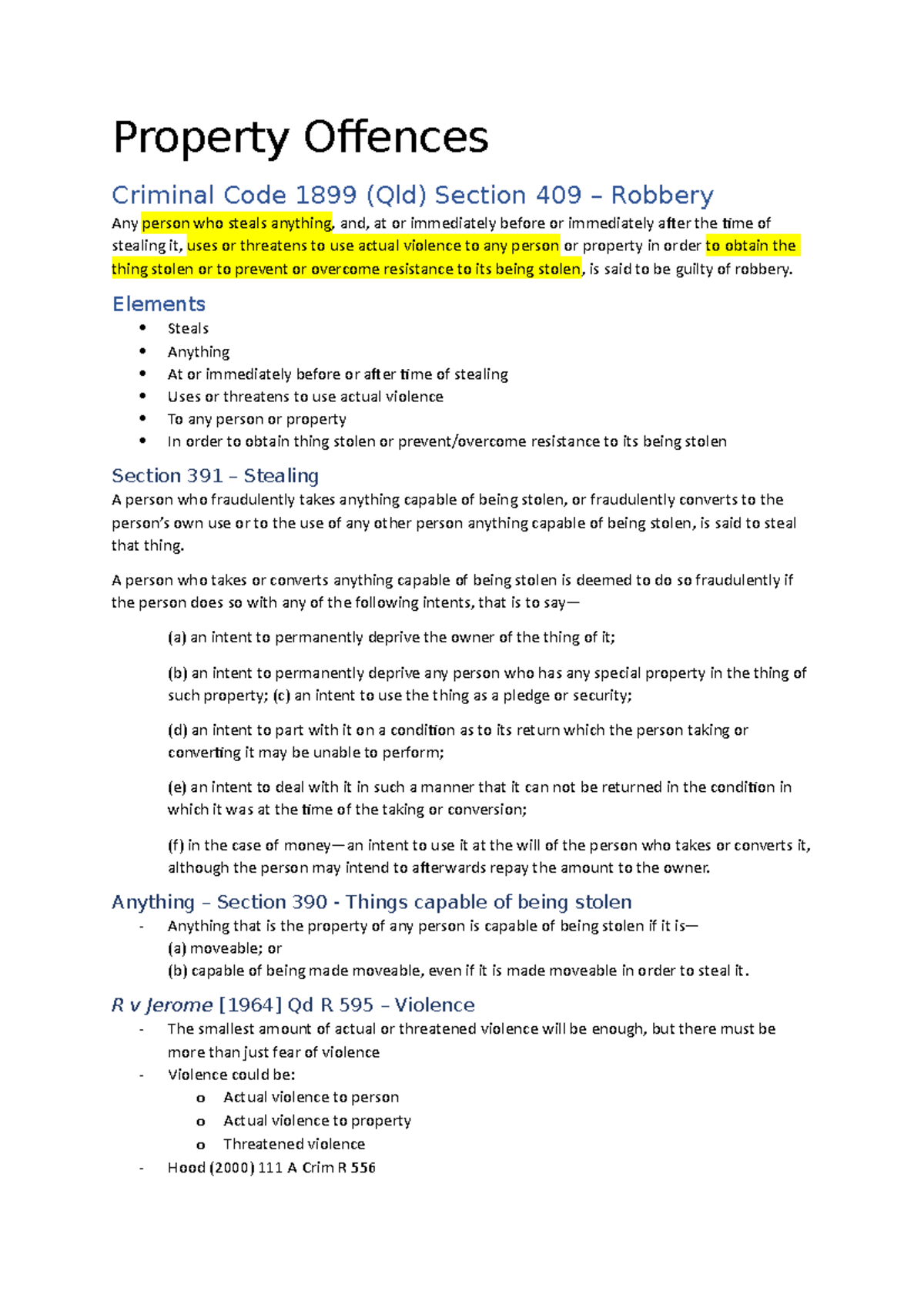 Property Offences - Lecture note 11-12 - Property Offences Criminal ...