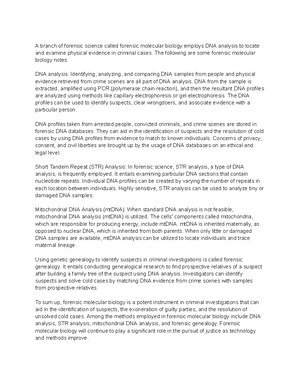 Notes on Forensic Molecular Biology - A subfield of forensic science ...