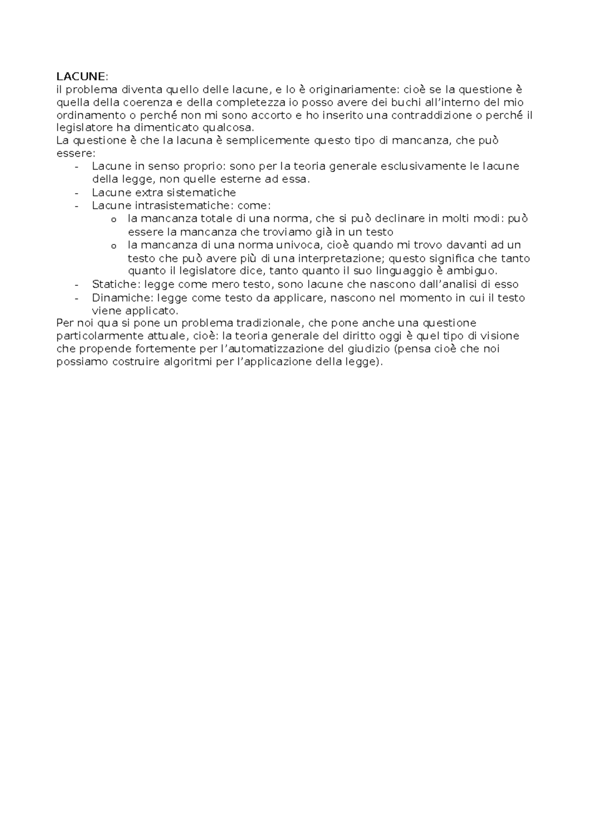 Filosofia del diritto 2 e) - LACUNE: il problema diventa quello delle ...
