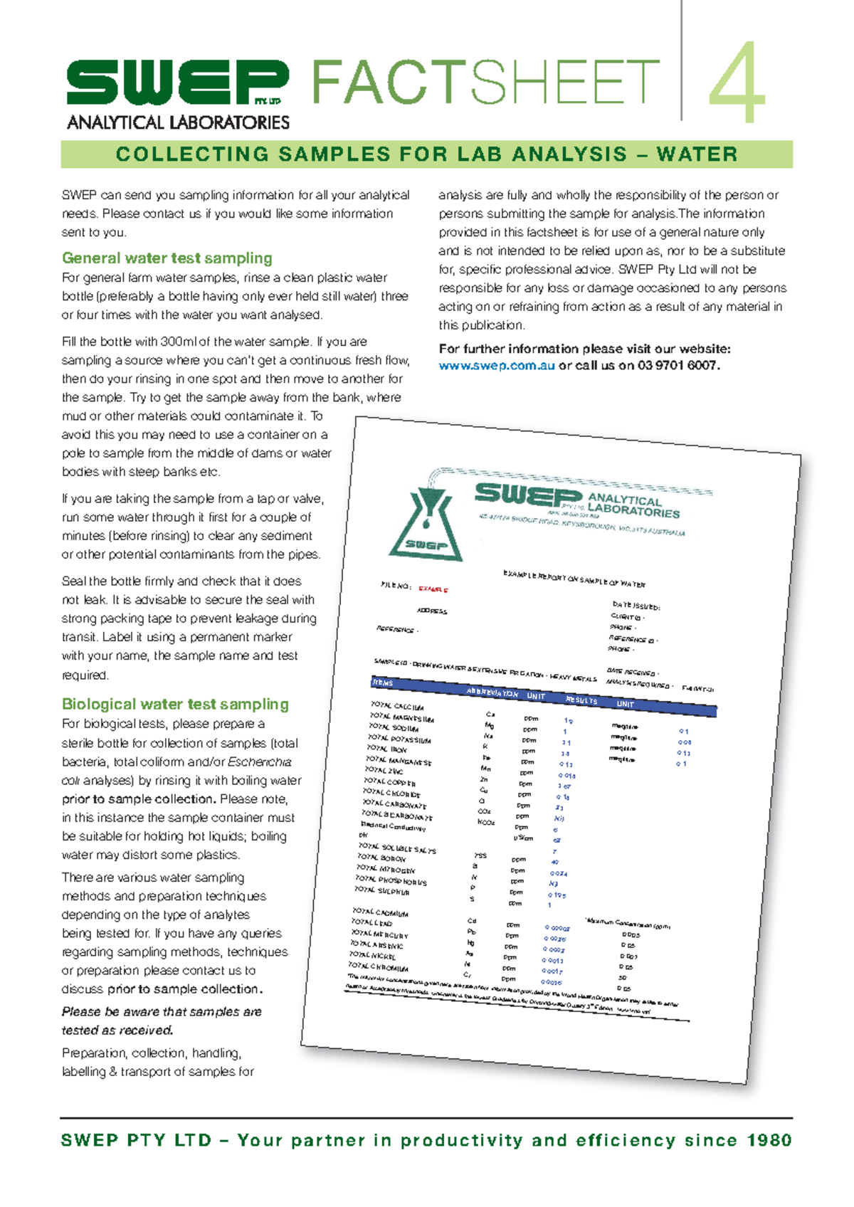 Swep fact sheet 4 - Collecting Water Samples - SWEP can send you ...