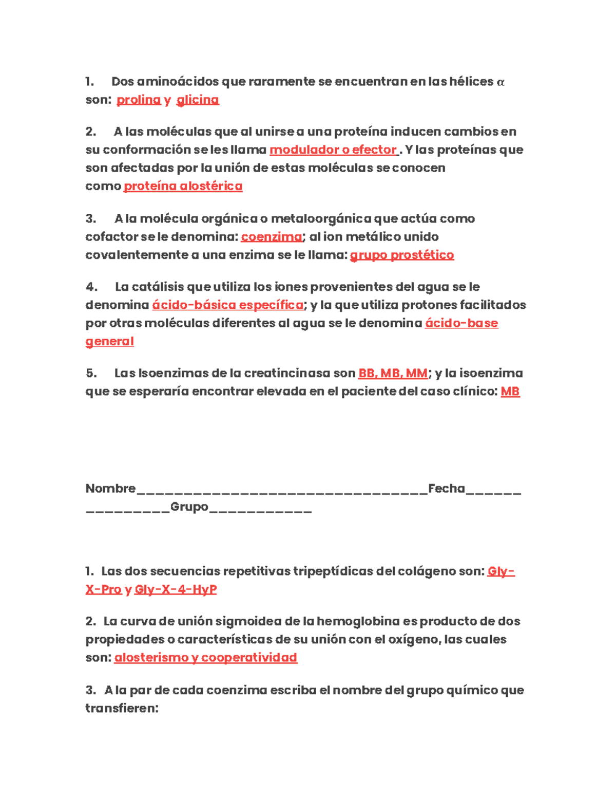 Preguntas de discusion - Dos aminoácidos que raramente se encuentran en ...