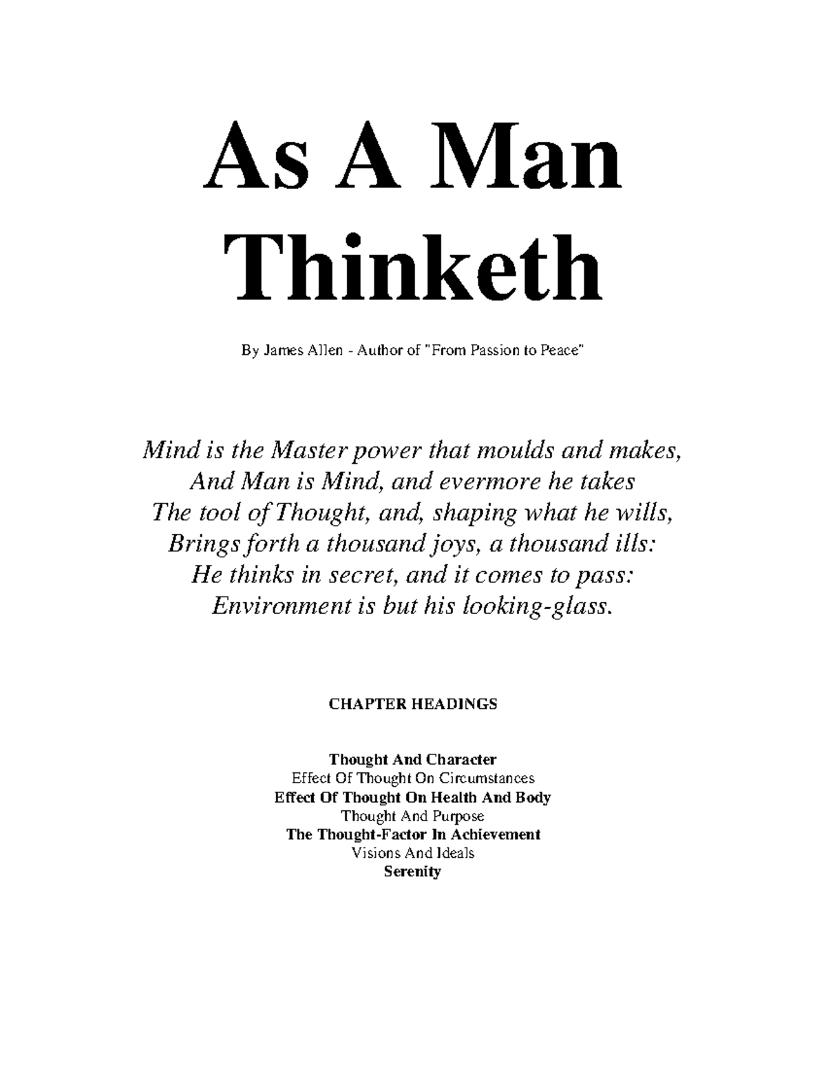 As a man thinketh - life advice and motivation - As A Man Thinketh By ...