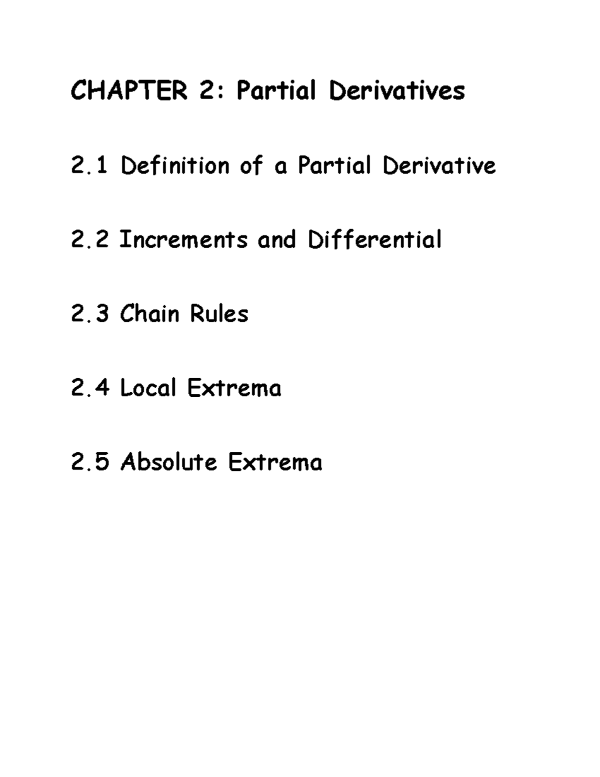 Chapter 2 Partial Derivatives - CHAPTER 2: Partial Derivatives 2 Definition of a Partial ...
