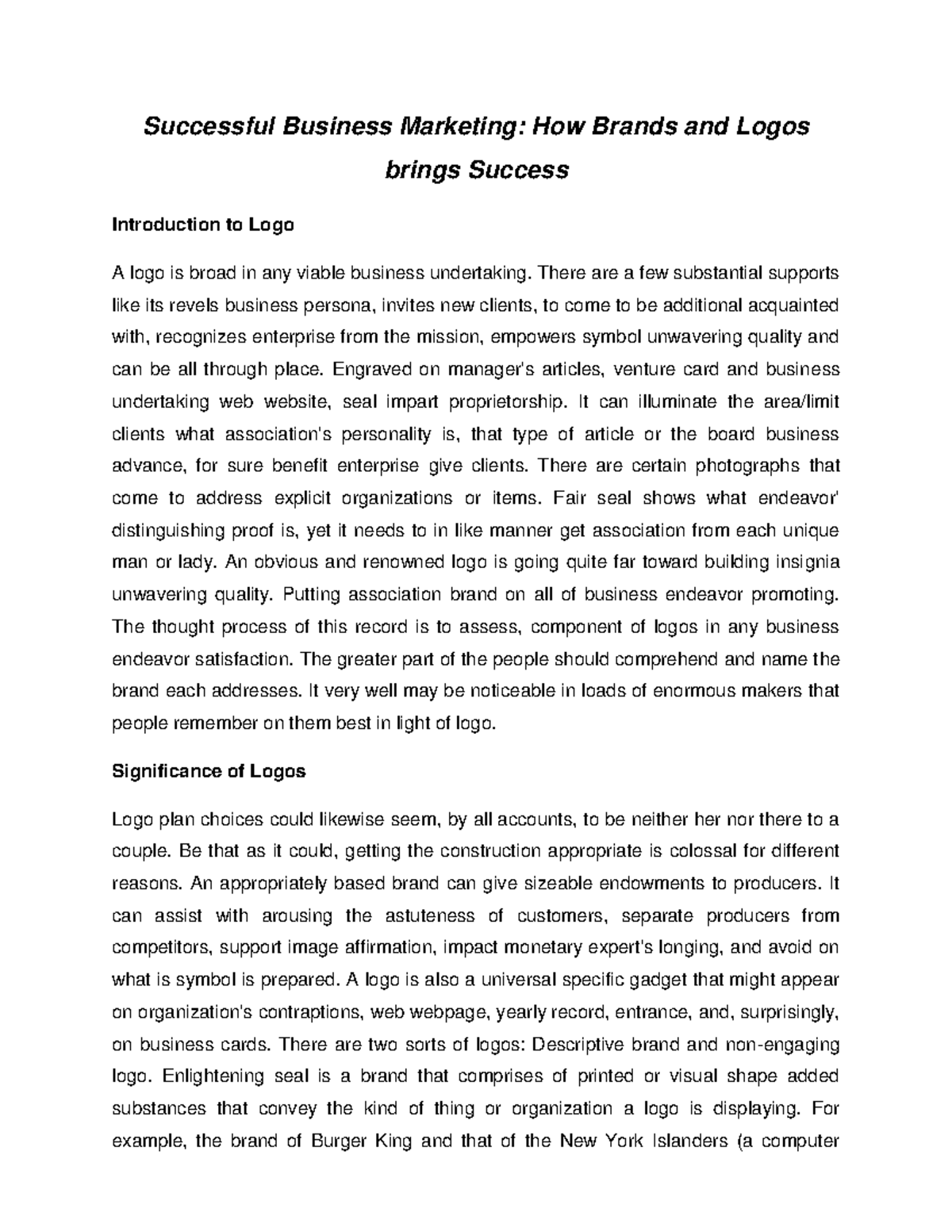 Successful Business Marketing: How Brands and Logos brings Success ...