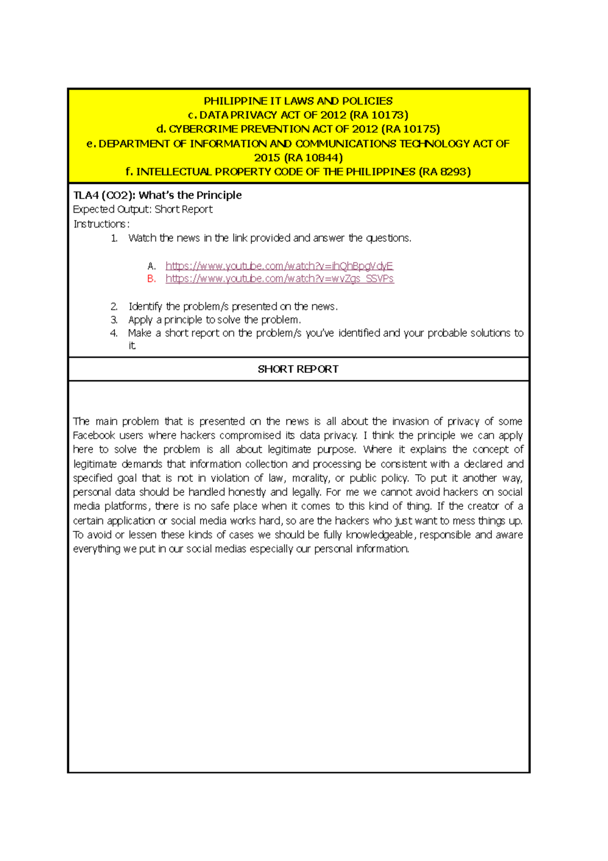 CpE Laws & Professional Practice - PHILIPPINE IT LAWS AND POLICIES c ...