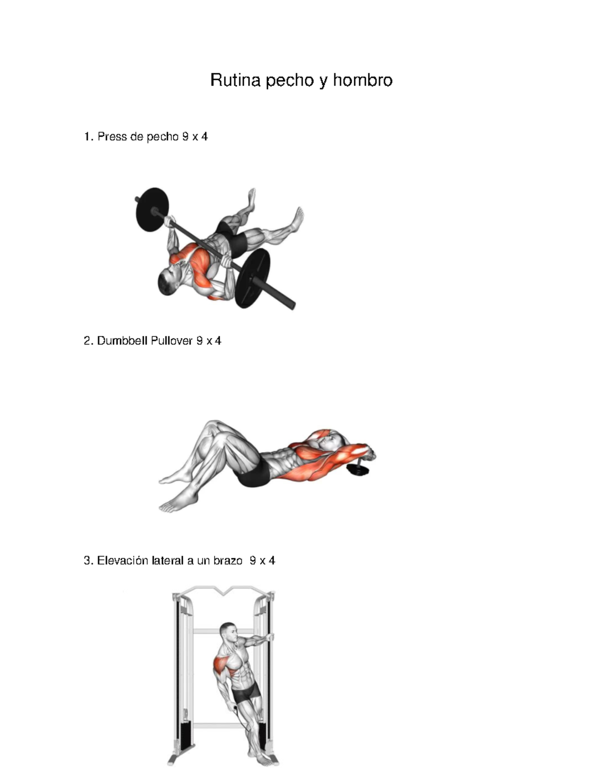 Rutina pecho y hombro - Salud Pública - Press de pecho 9 x 4 2 ...