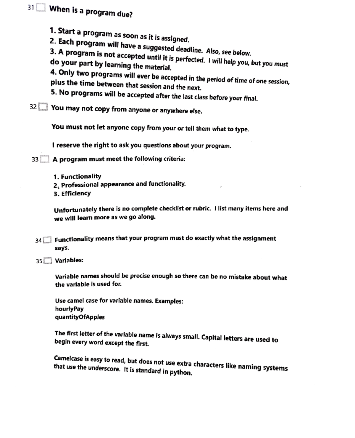 CST 1101 Material pt.21.pdf - 31 When is a program due? 1. Start a ...