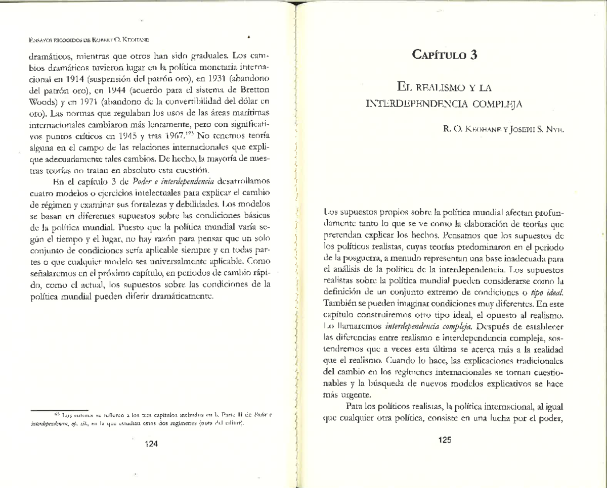Lectura 3 - El realismo y la interdependencia compleja - Keohane-Nye ...